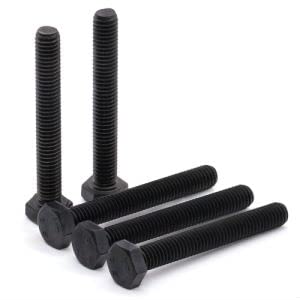 m12-1.75 x 45mm (6 pcs) black hex bolt, black hex head screws bolts, alloy steel, grade 12.9, black oxide finish, fully threaded, standard din933