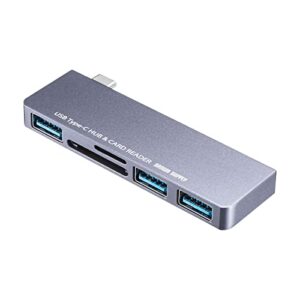 sanwa supply usb-3tchc18gy usb type-c hub (with card reader)