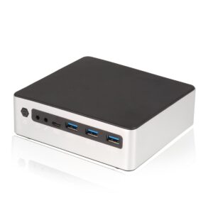 fan office mini pc w11 pro, 12th core i5 1235u, 3-display, hd2.0, dp1.4, type-c 4k, dual lan, usb3.2, wifi 6, bt 5.2, small form factor, 19v home computer, auto power on, 16gb ddr5 ram 512gb ssd