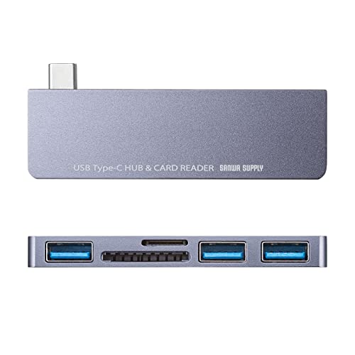 Sanwa Supply USB-3TCHC18GY USB Type-C Hub (with Card Reader)