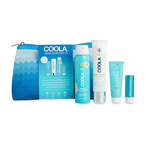 COOLA Organic Sunscreen and Lip Balm SPF 30 Sun Protection Kit, Dermatologist Tested and TSA Approved, Vegan and Gluten Free, 4 Items Total