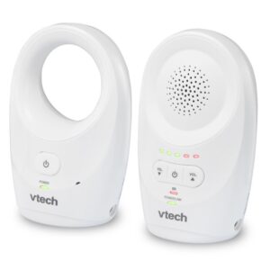 vtech dm1111, enhanced range digital audio baby monitor white (renewed)