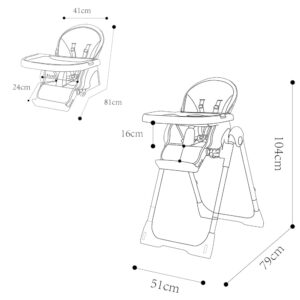 Bebehut Adjustable High Chair for Babies & Toddlers, Adjustable Height, Footrest and Recline, Free Toys Bar for Fun (Black)