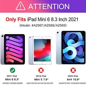 Hi Space for iPad Mini 6 Case 2021 8.3 inch with Pencil Holder, Cow Trifold Stand Protective Shockproof for iPad Mini 6th Generation Cover Auto Sleep Wake for A2567 A2568 A2569