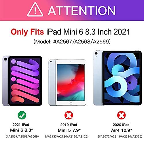 Hi Space for iPad Mini 6 Case 2021 8.3 inch with Pencil Holder, Cow Trifold Stand Protective Shockproof for iPad Mini 6th Generation Cover Auto Sleep Wake for A2567 A2568 A2569