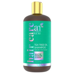 artnaturals luxe tea tree shampoo - (16 fl oz / 473ml) - sulfate free – made with 100% pure therapeutic grade tea tree essential oil for dandruff and itchy scalp