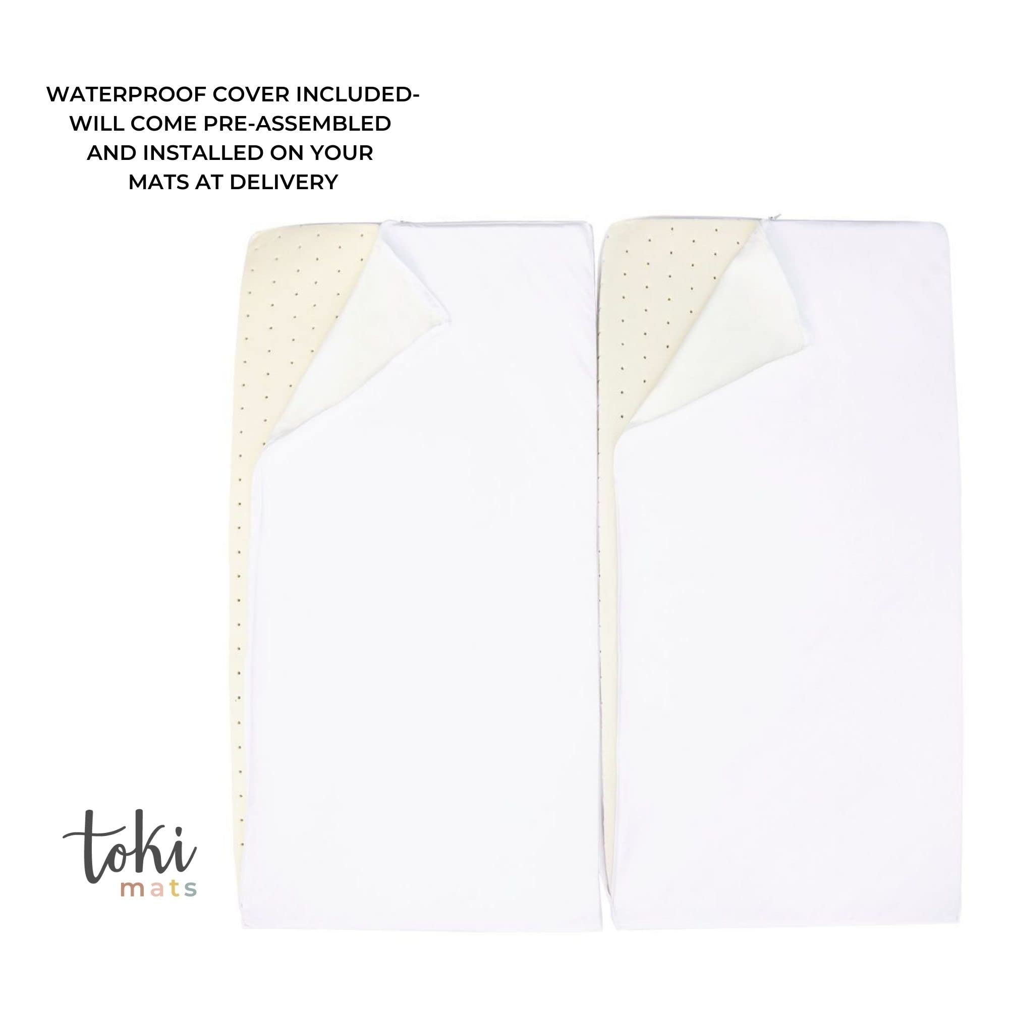 Toki Mats | Waterproof Cover Included Organic Play Mat 40 Inches x 40 Inches | Blooms | Padded Play Mat with Included Cotton Removable Washable Cover