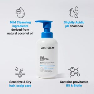 ATOPALM Mild Shampoo 10.1 Fl. Oz. 300ml, Tear-Free Hypoallergenic Hair Care for Sensitive Skin, Biotin for Dry Scalp, Paraben & Mineral Oil-Free, pH Balancing, Nourishing, Hydrating | Kbeauty