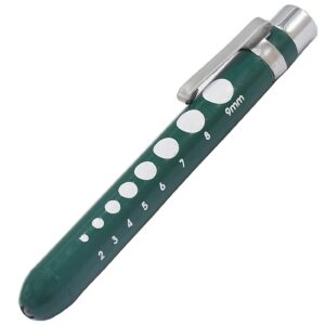 aaprotools pen light nurse penlight reusable white led pen light with pupil gauge measurements for doctor stethoscope healthcare nursing school students(dark green)