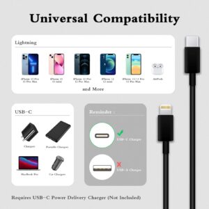 iPhone Charger Cable, [Apple MFi Certified] iPhone Fast Charging Cord 2-Pack 6.6ft Black Lightning Cable, Data Charging Cord for iPhone 13/12/12 Pro/11/ iPad/XS/XR/X/8/8Plus