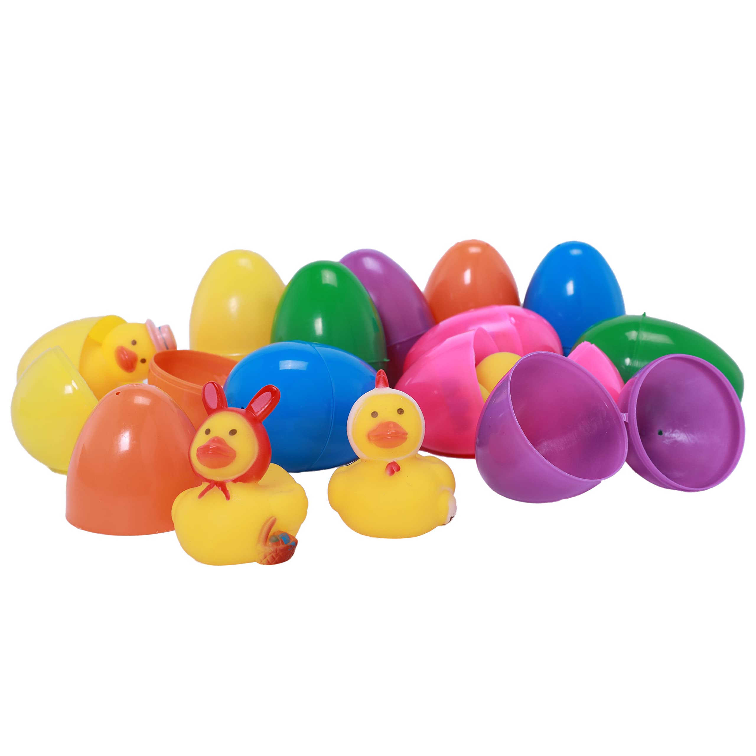 JOYIN 12 Packs Easter Egg Filled with Rubber Ducks, Eggs Hunt, Basket Stuffers Filler for Kids Party Favor Classroom Prize Supplies, Summer Beach, Pool Activity