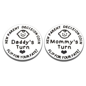 new parent decision coin gift for first time mom dad mummy to be funny new baby gift for couple pregnancy mommy mothers fun christmas birthday present family gathering charm double-sided