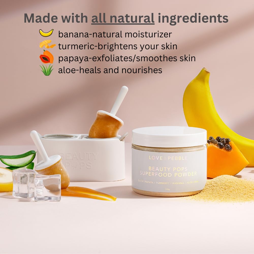 Beauty Pops by Love & Pebble- Turmeric Mask Glow Enzyme Icy Facial Kit| Viral On TikTok| As seen on Shark Tank beauty | Korean Face Mask Skincare made with turmeric, aloe, banana, papaya