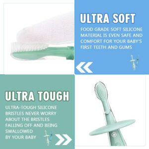 Lila Toddler Toothbrush, Training Baby Toothbrush Silicone 2 Pack, Infant Extra Soft/Tough Bristles, Anti-chocking/Anti-Fall Design, 100percent Food Grade Silicone, BPA/PVC, Unisex Count(Pack of 1)