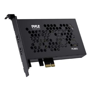 pyle plink5 hdmi video capture card by pyle- pci-e gen2 4k hdmi-to-usb audio-video recording- hd zero-lag&ultra-low latency live broadcasting,gaming,streaming- record via dslr camcorder or action cam