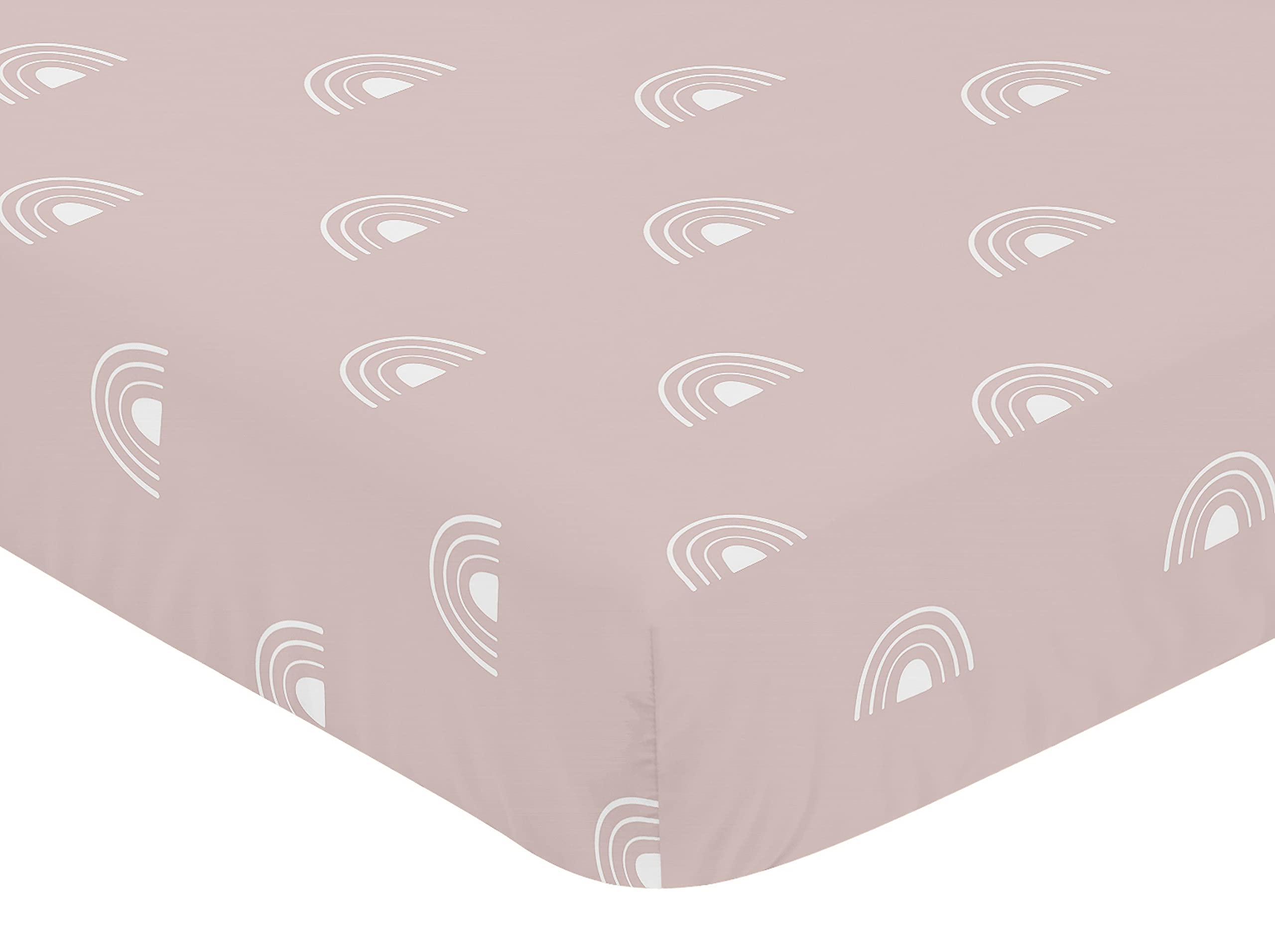 Sweet Jojo Designs Mauve and White Boho Rainbow Girl Fitted Crib Sheet Baby or Toddler Bed Nursery - Pink Dusty Rose White Bohemian Celestial Sky Outdoors Nature