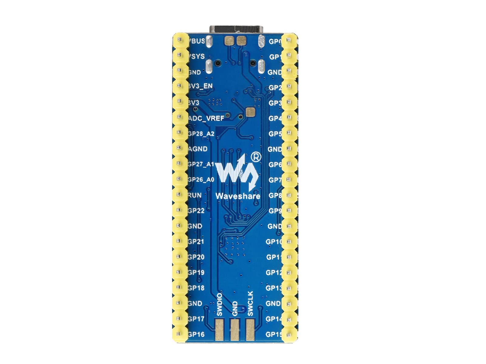 Waveshare RP2040-Plus with Header, Pico-Like MCU Board Based on Raspberry Pi RP2040 Chip, Dual-core Arm Processor, Onboard 4MB Flash, USB-C Connector, Recharge Header, and Higher Current DC-DC Chip