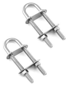 qwork marine boat stern eye tie down u bolt, 2 pack, 3/8" dia, 3-1/2" thread length, stainless steel