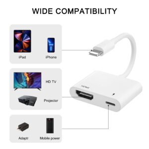 LXJADAP HDMI Adapter for iPhone to TV,1080p Digital AV Adapter for iPhone(No Need Power) Plug and Play, Compatible with iPhone 14/13/12/11/X/8/7/iPad-Support iOS 16