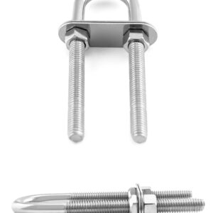 QWORK Marine Boat Stern Eye Tie Down U Bolt, 2 Pack, 3/8" Dia, 3-1/2" Thread Length, Stainless Steel