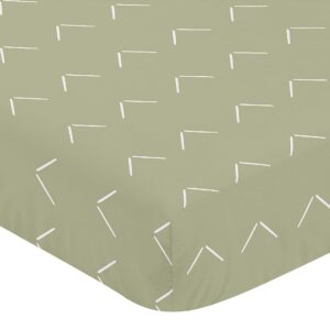 Sweet Jojo Designs Sage Green Boho Arrow Boy or Girl Fitted Crib Sheet Baby or Toddler Bed Nursery - White Bohemian Tribal Southwest Chevron Geometric Herringbone Woodland Gender Neutral