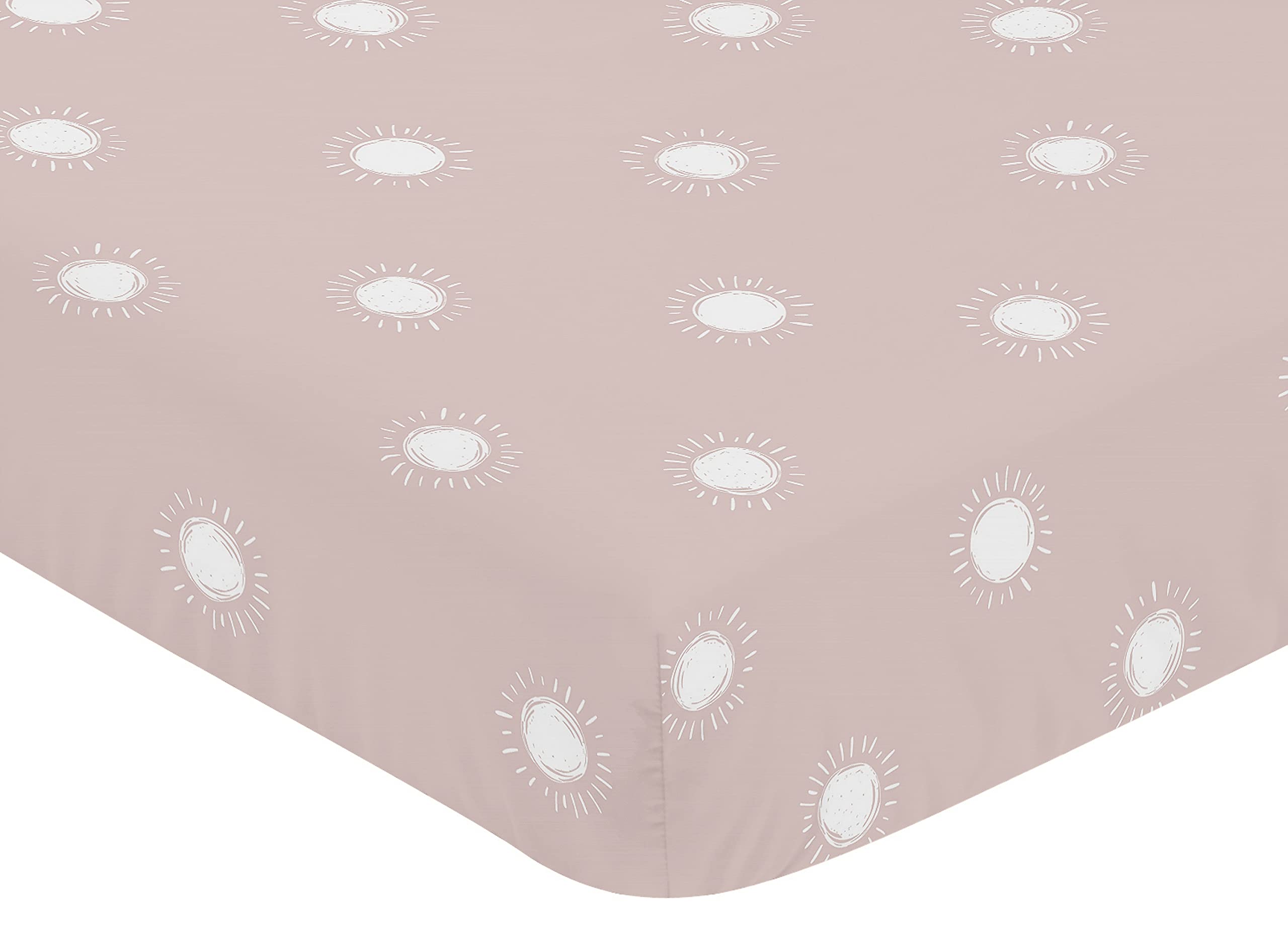 Sweet Jojo Designs Mauve and White Boho Sun Girl Fitted Crib Sheet Baby or Toddler Bed Nursery - Pink Dusty Rose Bohemian Celestial Sky Desert Sunshine Outdoors Nature