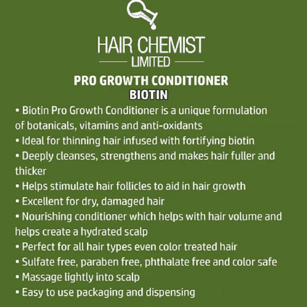 Hair Chemist Biotin Pro-Growth Shampoo & Conditioner Set - Includes 33.8oz Shampoo & 33.8oz Conditioner