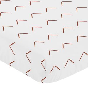 Sweet Jojo Designs White and Rust Boho Arrow Boy or Girl Fitted Crib Sheet Baby or Toddler Bed Nursery - Orange Bohemian Tribal Southwest Chevron Geometric Herringbone Woodland Gender Neutral