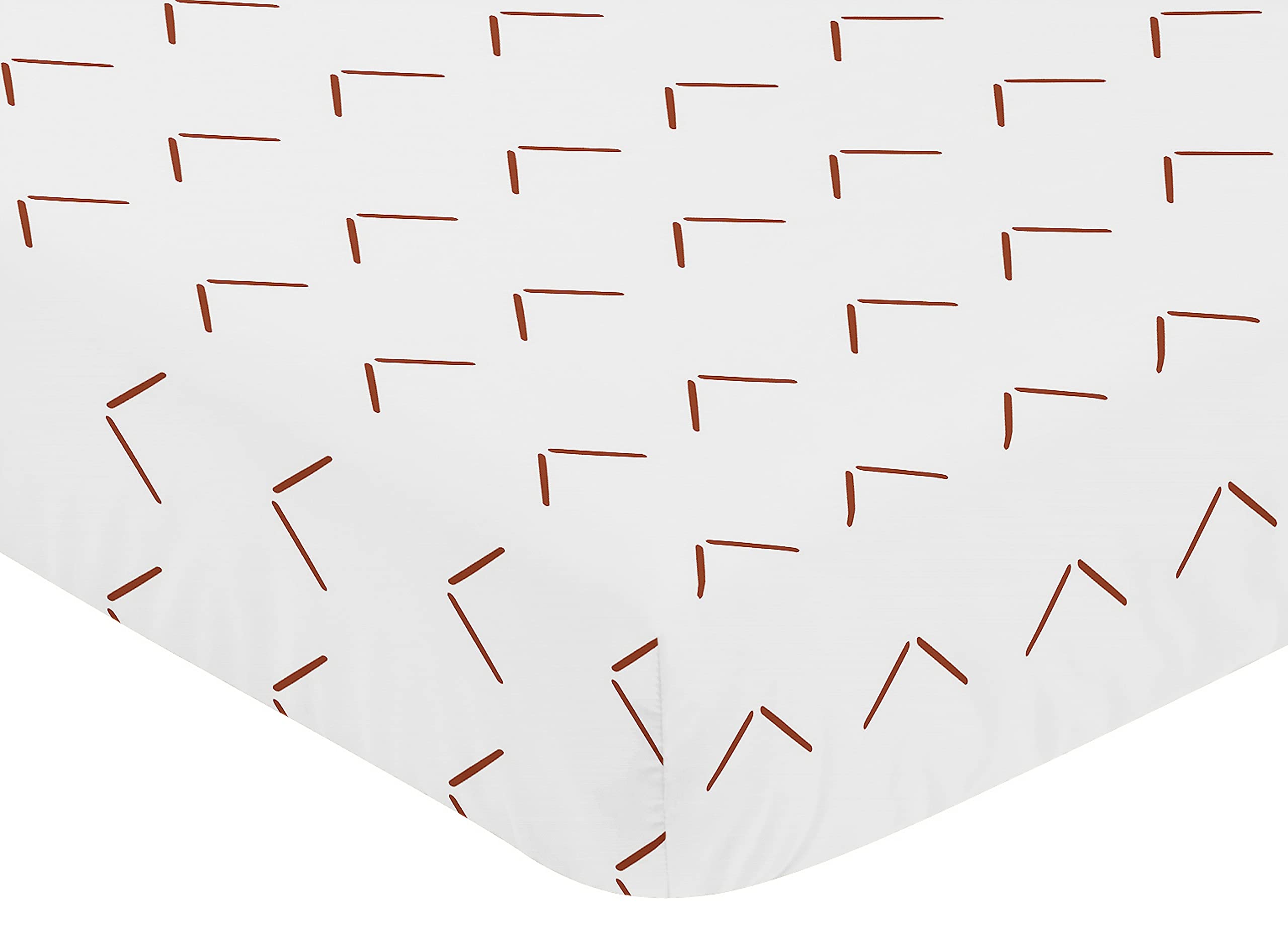 Sweet Jojo Designs White and Rust Boho Arrow Boy or Girl Fitted Crib Sheet Baby or Toddler Bed Nursery - Orange Bohemian Tribal Southwest Chevron Geometric Herringbone Woodland Gender Neutral