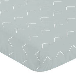 Sweet Jojo Designs Slate Blue Boho Arrow Boy or Girl Fitted Crib Sheet Baby or Toddler Bed Nursery - White Bohemian Tribal Southwest Chevron Geometric Herringbone Woodland Gender Neutral