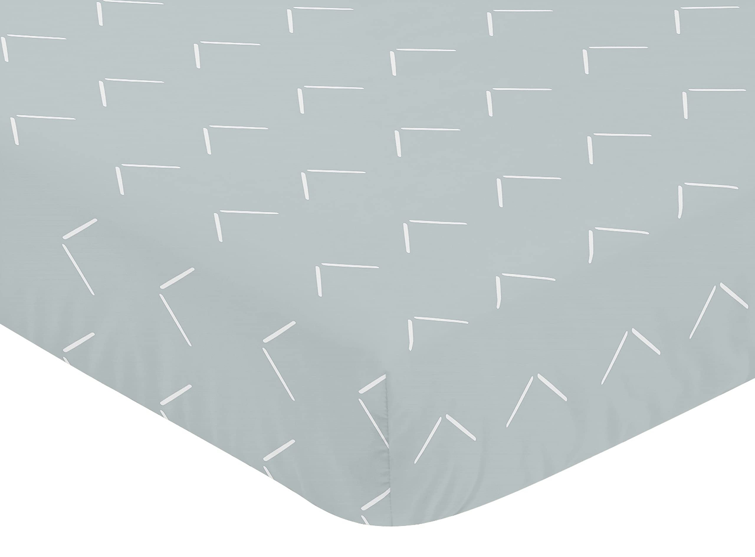 Sweet Jojo Designs Slate Blue Boho Arrow Boy or Girl Fitted Crib Sheet Baby or Toddler Bed Nursery - White Bohemian Tribal Southwest Chevron Geometric Herringbone Woodland Gender Neutral