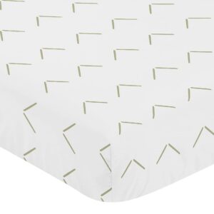 Sweet Jojo Designs White and Green Boho Arrow Boy or Girl Fitted Crib Sheet Baby or Toddler Bed Nursery - Sage Bohemian Tribal Southwest Chevron Geometric Herringbone Woodland Gender Neutral