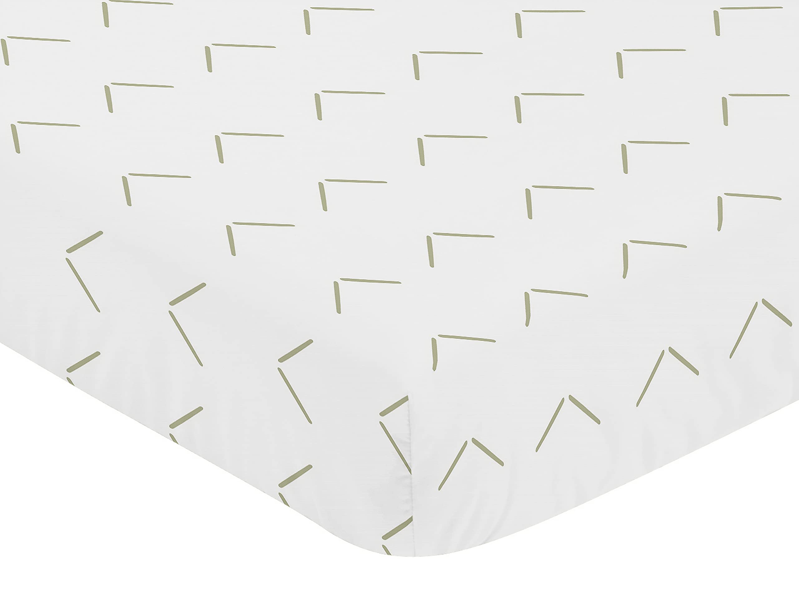 Sweet Jojo Designs White and Green Boho Arrow Boy or Girl Fitted Crib Sheet Baby or Toddler Bed Nursery - Sage Bohemian Tribal Southwest Chevron Geometric Herringbone Woodland Gender Neutral