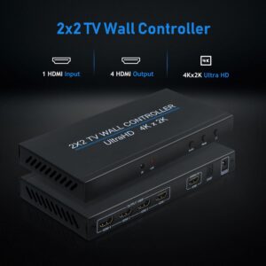 Mcbazel Video Wall Controller 2x2, TV Wall Processor Support 7 Display Modes - 2x2/ 1x2/ 1x3/ 1x4/ 2x1/ 3x1/ 4x1, HDMI Input 4K & Output 1080P