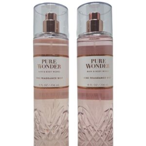 Bath & Body Works PURE WONDER Fine Fragrance Mist - Value Pack Lot of 2, Pink, 8 Fl Oz (Pack of 2)