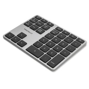 macally bluetooth number pad for laptop - slim aluminum design - rechargeable wireless numeric keypad - 35 key numpad keyboard for data entry - for mac, macbook pro/air, ipad, iphone, ios, pc, android