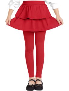 witwot toddler girl leggings with skirt tutu pants uniform 5-6 years red