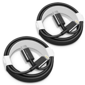 iphone charger cable, [apple mfi certified] iphone fast charging cord 2-pack 6.6ft black lightning cable, data charging cord for iphone 13/12/12 pro/11/ ipad/xs/xr/x/8/8plus