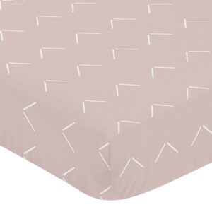 Sweet Jojo Designs Mauve and White Boho Arrow Girl Fitted Crib Sheet Baby or Toddler Bed Nursery - Pink Dusty Rose Bohemian Tribal Southwest Chevron Geometric Herringbone Woodland