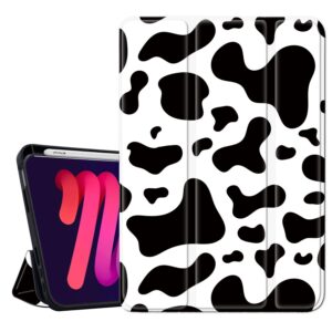 hi space for ipad mini 6 case 2021 8.3 inch with pencil holder, cow trifold stand protective shockproof for ipad mini 6th generation cover auto sleep wake for a2567 a2568 a2569