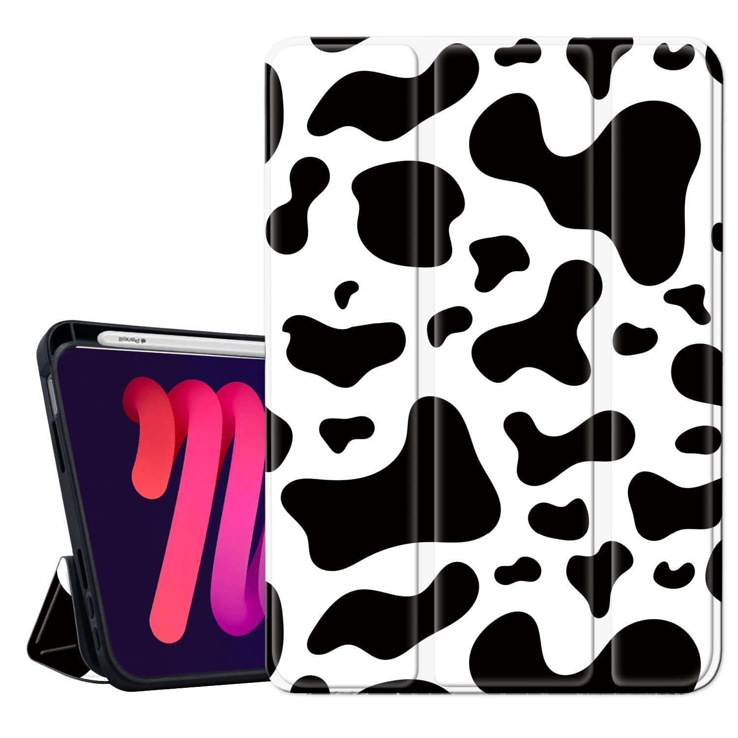 Hi Space for iPad Mini 6 Case 2021 8.3 inch with Pencil Holder, Cow Trifold Stand Protective Shockproof for iPad Mini 6th Generation Cover Auto Sleep Wake for A2567 A2568 A2569