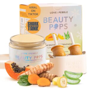 beauty pops by love & pebble- turmeric mask glow enzyme icy facial kit| viral on tiktok| as seen on shark tank beauty | korean face mask skincare made with turmeric, aloe, banana, papaya