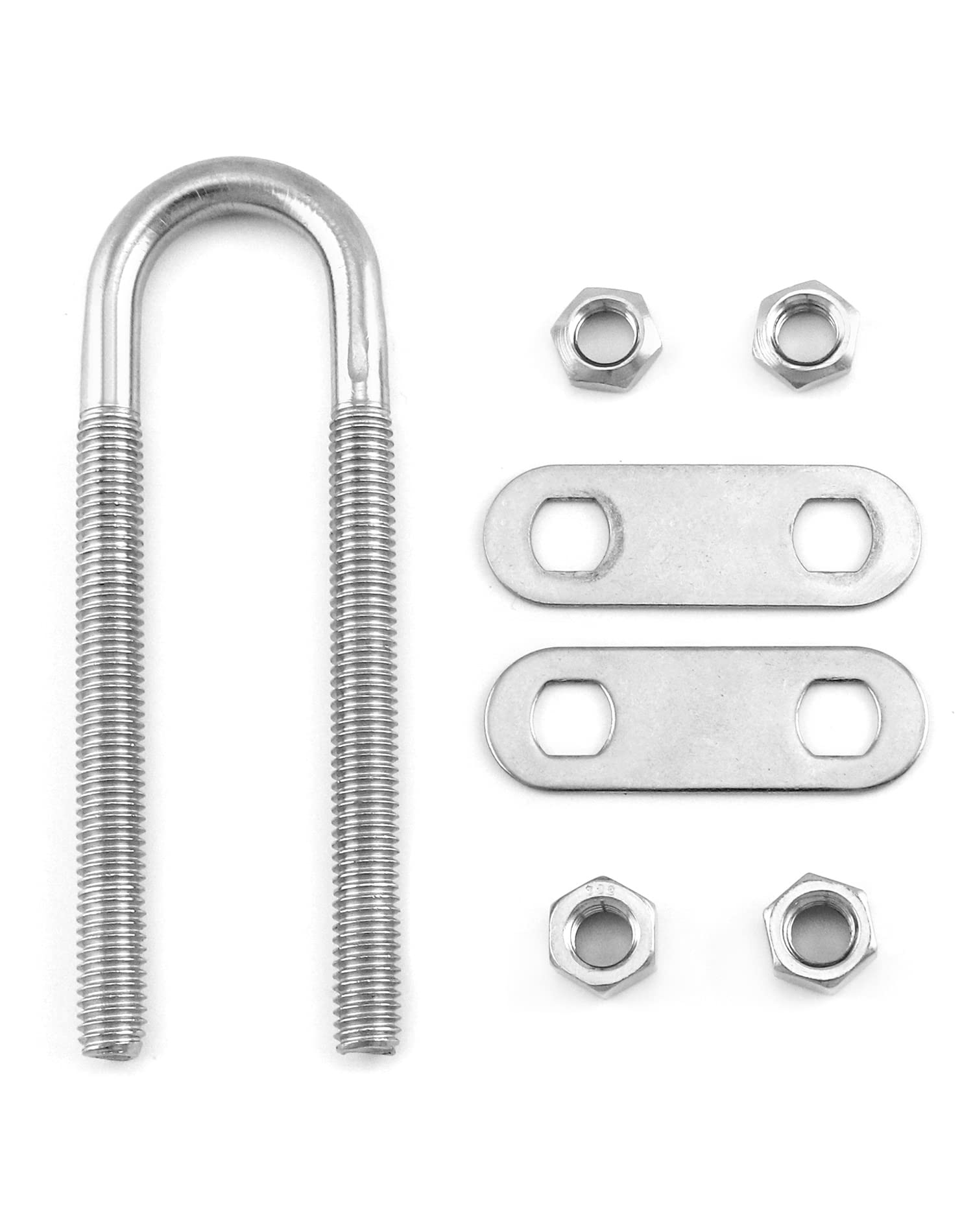 QWORK Marine Boat Stern Eye Tie Down U Bolt, 2 Pack, 3/8" Dia, 3-1/2" Thread Length, Stainless Steel