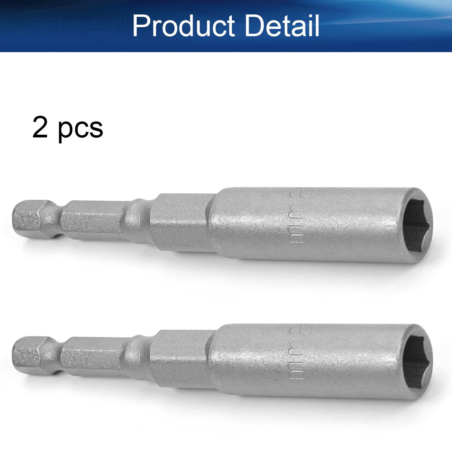 1/4" Nut Driver Drill Bit, 2Pcs Hexagon Shank Socket Adapter Bolt Drivers Repairing Tool, Bettomshin, Suitable For Quicker Change Chuck, Screwdriver, Hand Drill, Screwgun, Metric No-magnetic 80x8mm