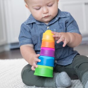 Fat Brain Toys Dimpl Duo Bundle - Silicone Popper Toy and Baby Stacking Cups Set