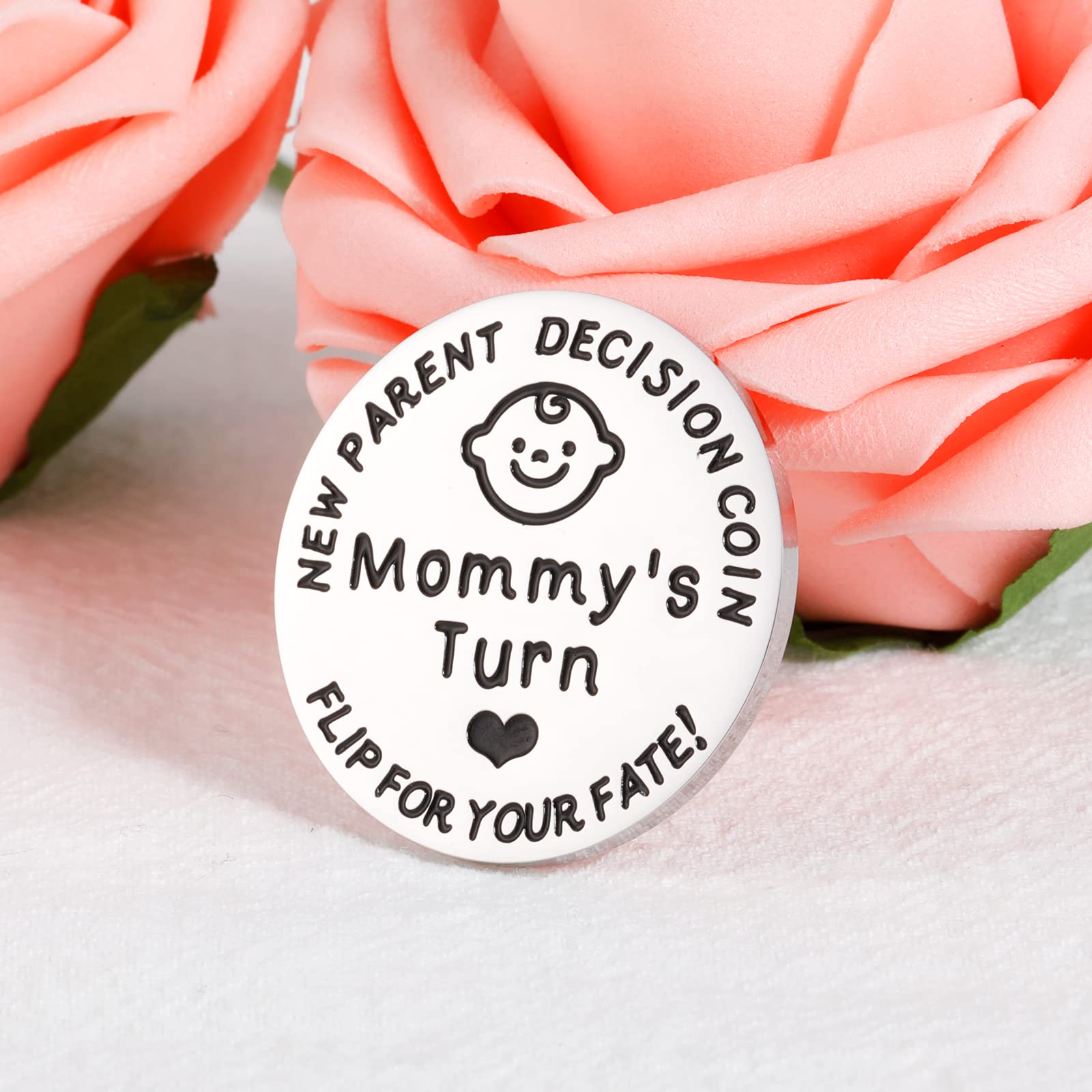 New Parent Decision Coin Gift for First Time Mom Dad Mummy to Be Funny New Baby Gift for Couple Pregnancy Mommy Mothers Fun Christmas Birthday Present Family Gathering Charm Double-Sided