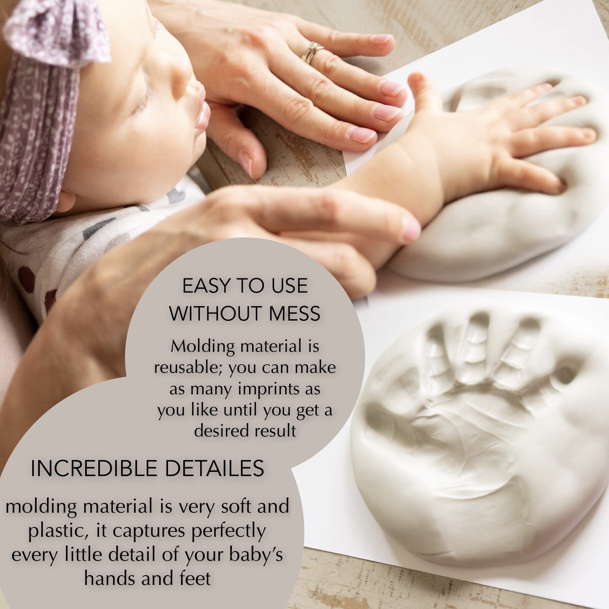 Sweet Memories Baby Hands and Feet Casting kit for Babies 0-9 Months, Makes 2-8 Casts - DIY Hand and Footprint Keepsake, Infant Imprints, New mom Baby Shower Christmas Gift