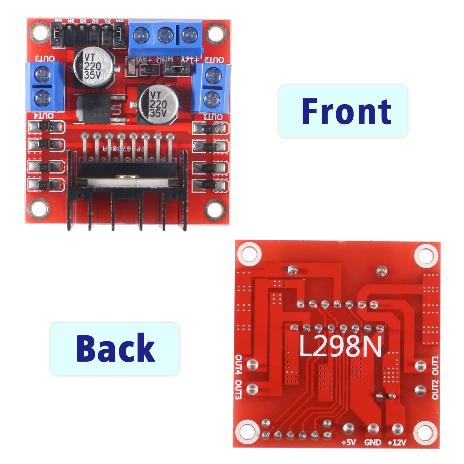 8PCS L298N Motor Drive Controller Board Dual H Bridge DC Robot Stepper Motor Compatible with Electric Projects, Smart Car Robot