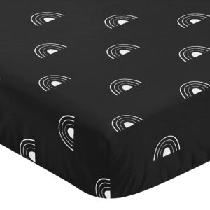 Sweet Jojo Designs Black and White Boho Rainbow Boy or Girl Fitted Crib Sheet Baby or Toddler Bed Nursery - White and Black Bohemian Celestial Sky Outdoors Nature Gender Neutral