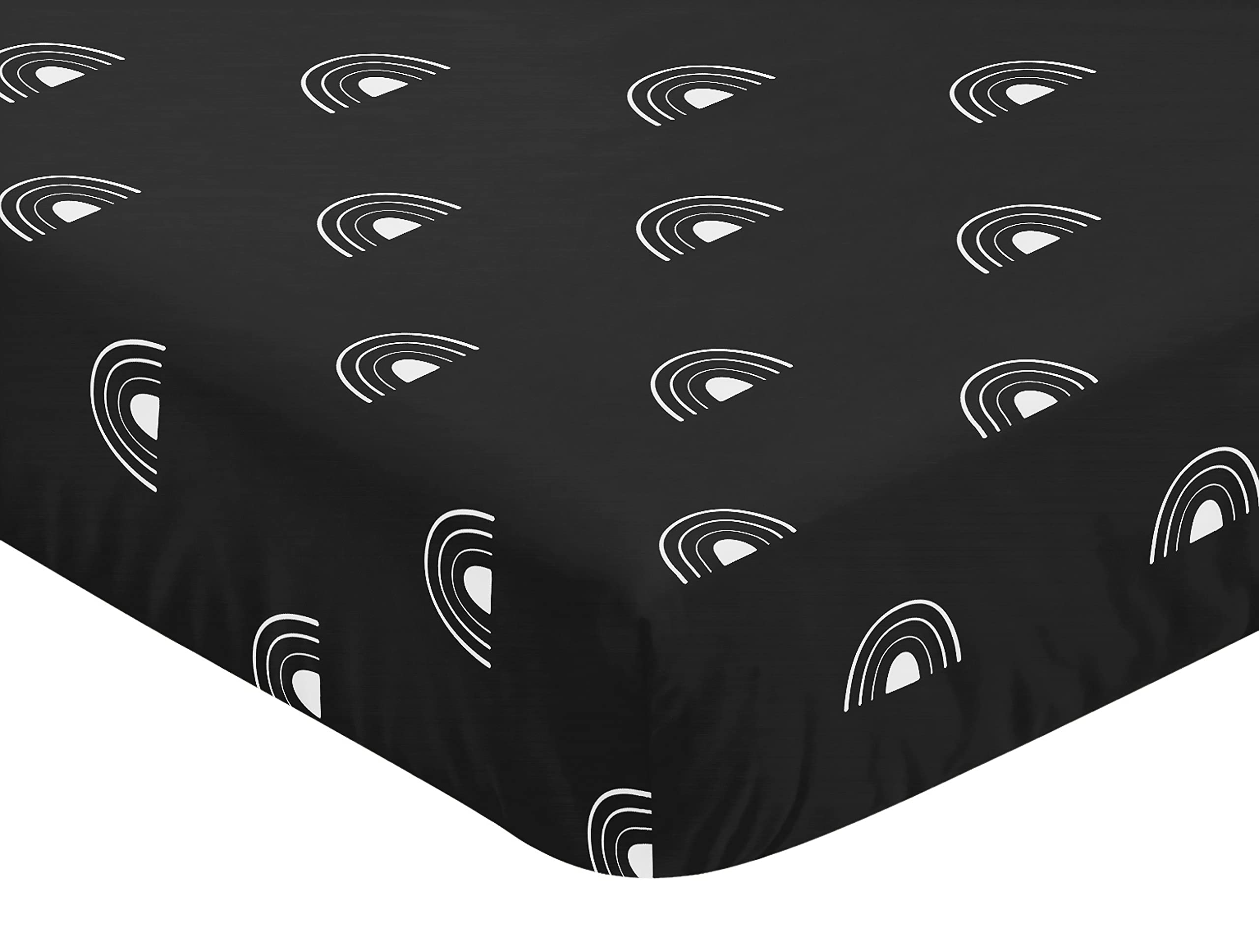 Sweet Jojo Designs Black and White Boho Rainbow Boy or Girl Fitted Crib Sheet Baby or Toddler Bed Nursery - White and Black Bohemian Celestial Sky Outdoors Nature Gender Neutral